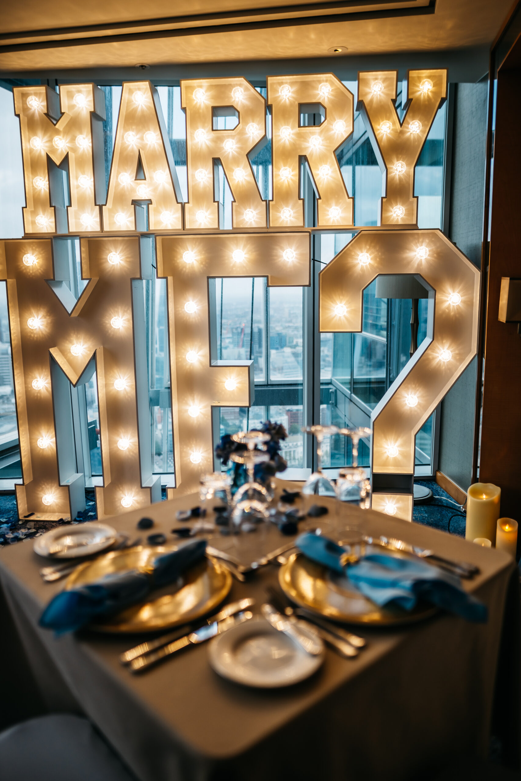 Propose in lights at The Shard - The One Romance